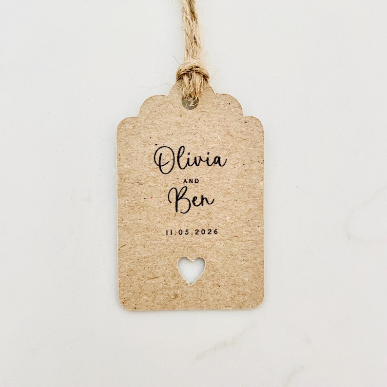 Personalised Wedding Favour Tags – Scallop Edge, Heart Cut Out - Etsy