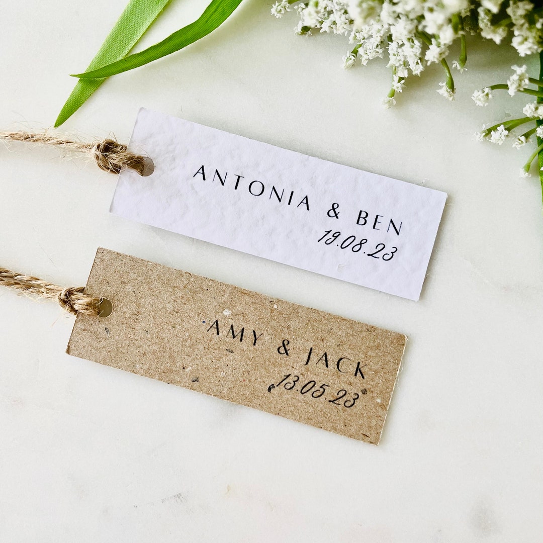 Wedding Favour Tags - Rectangular Minimal Wedding Favour Tag - Couples ...