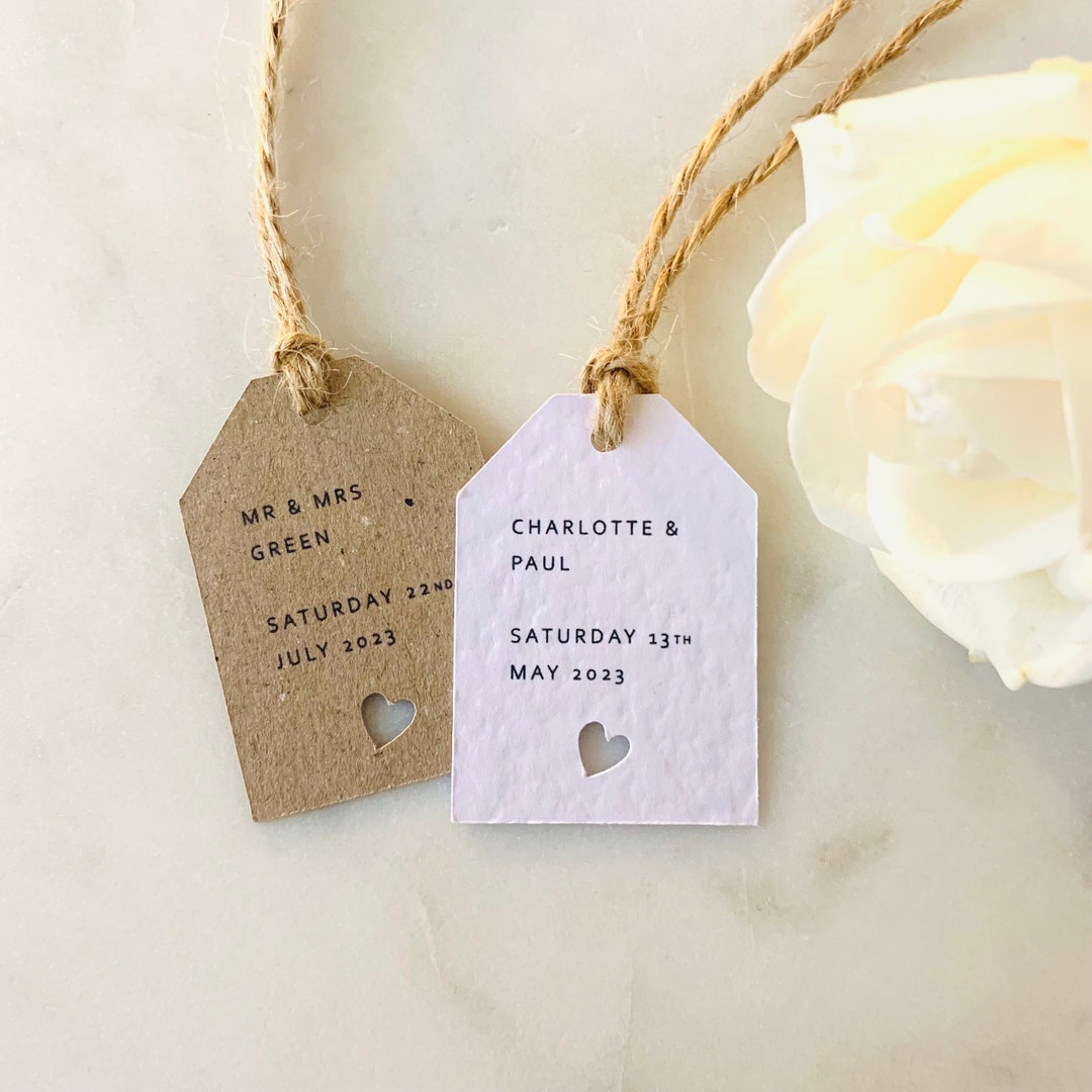 Wedding Favour Tag With Heart Cut Outs — Mini Luggage Tags — Thank You ...