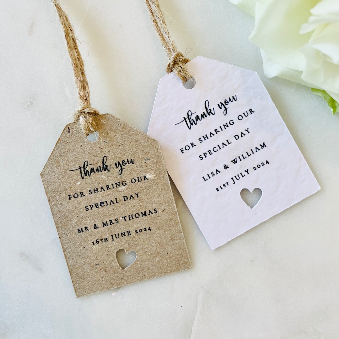 Wedding Favour Tag With Heart Cut Outs — Mini Luggage Tags — Thank You ...