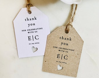 Modern Rectangular Calligraphy Wedding Favour Tag Couples Names Date ...