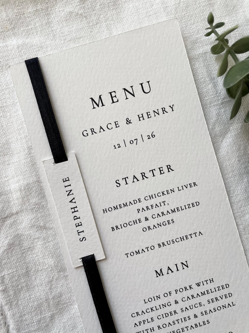 Luxury Wedding Menus With Guest Names — Menu and Place Settings With ...