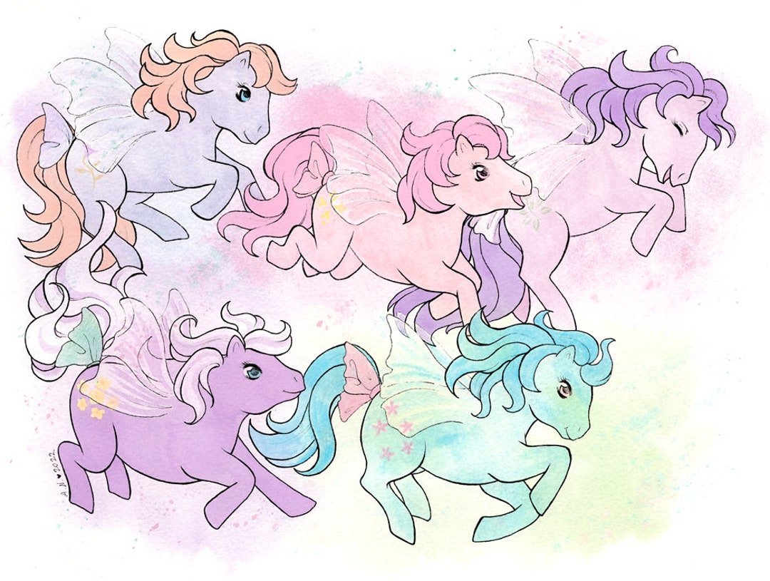 Flutter Ponies 23x30 Cm Watercolor Original Painting Cute Magical ...