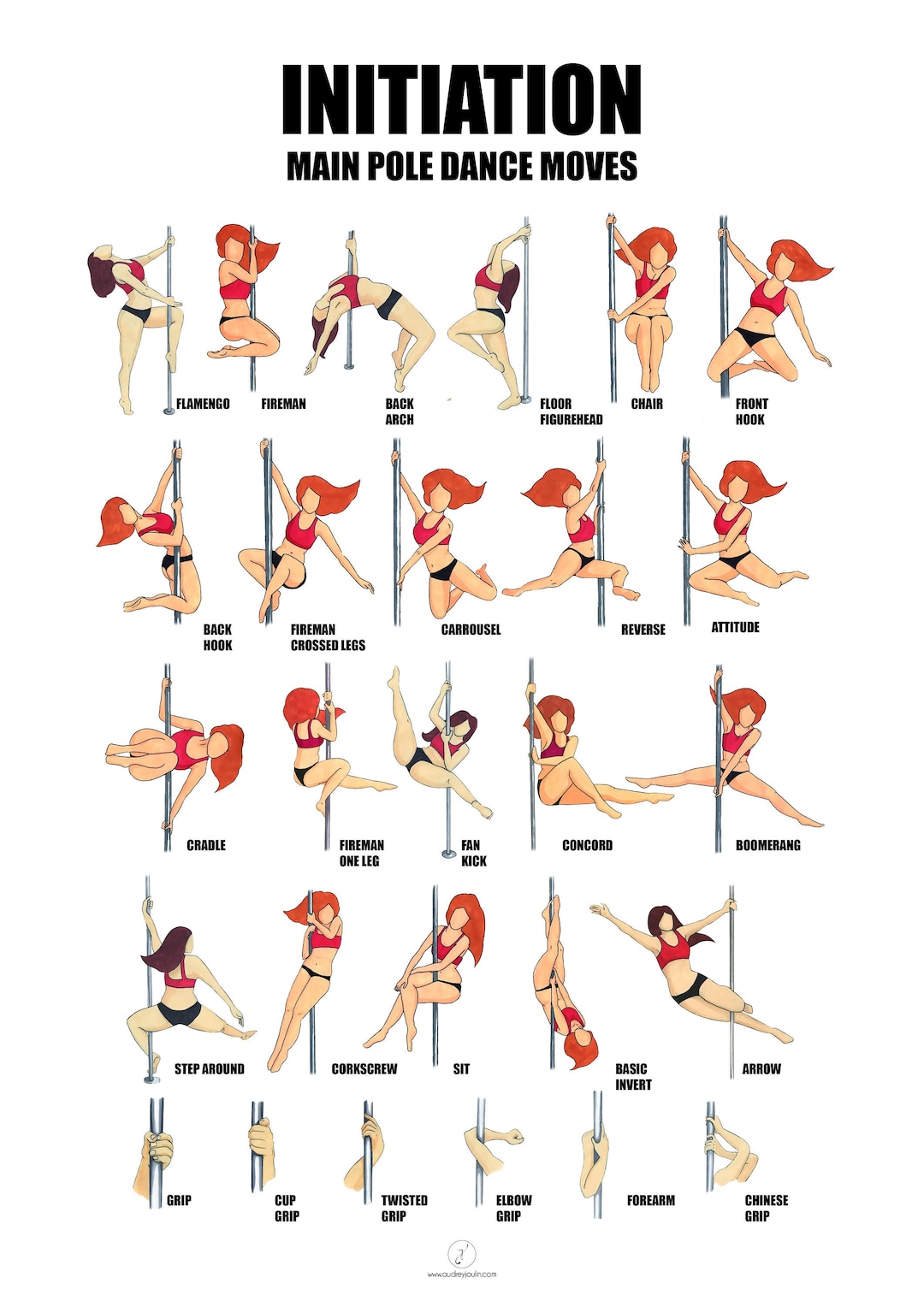 Posters Pole Dance Moves Initiation Etsy