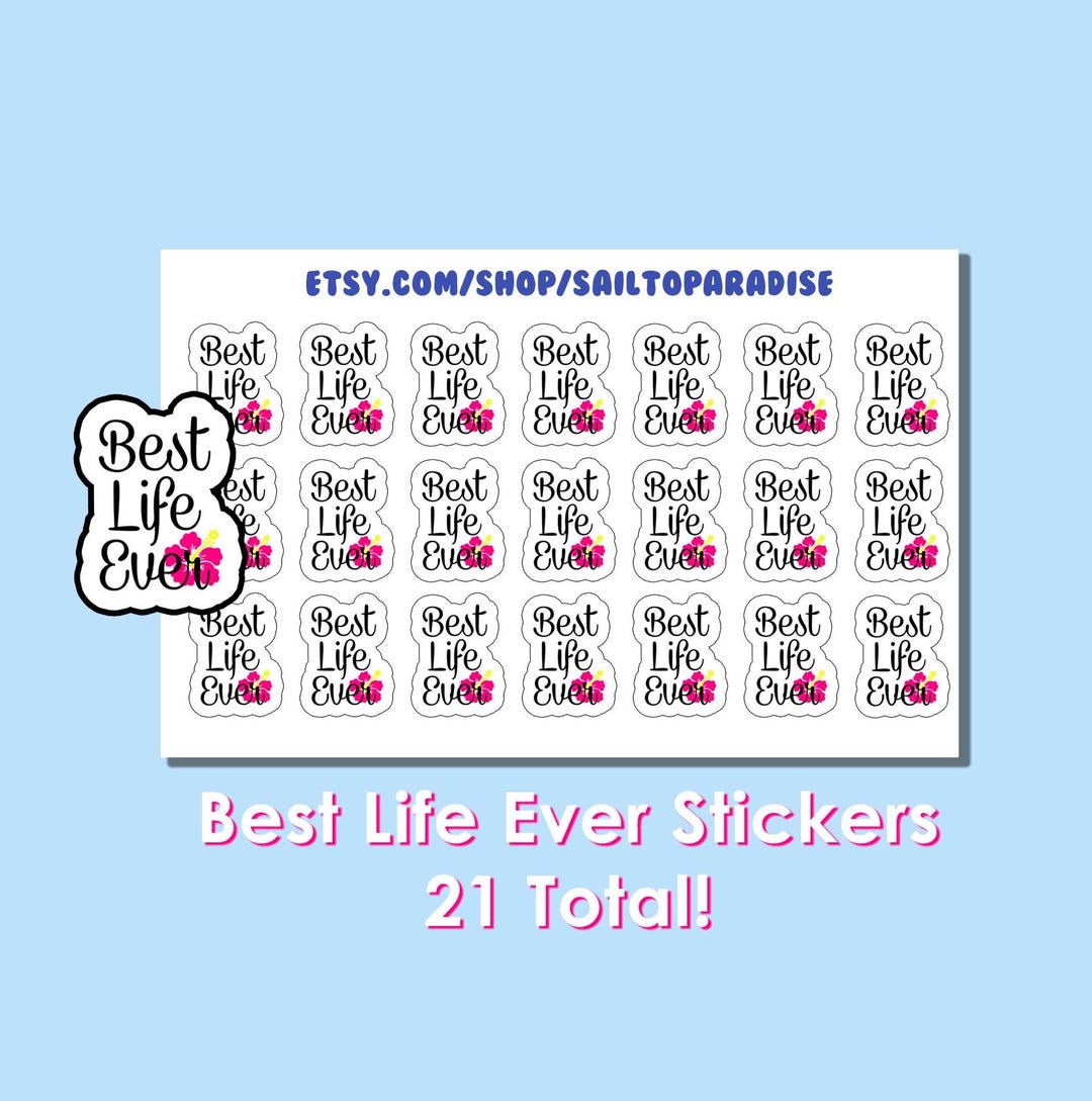 Best Life Ever Text 21 Sticker Pack - Etsy