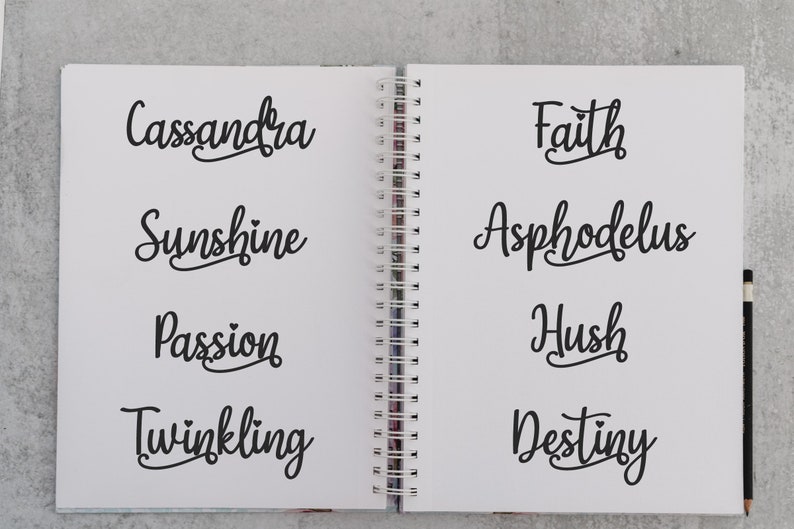 Romantic Heart Font: Cursive Calligraphy Font With Tails (digital ...