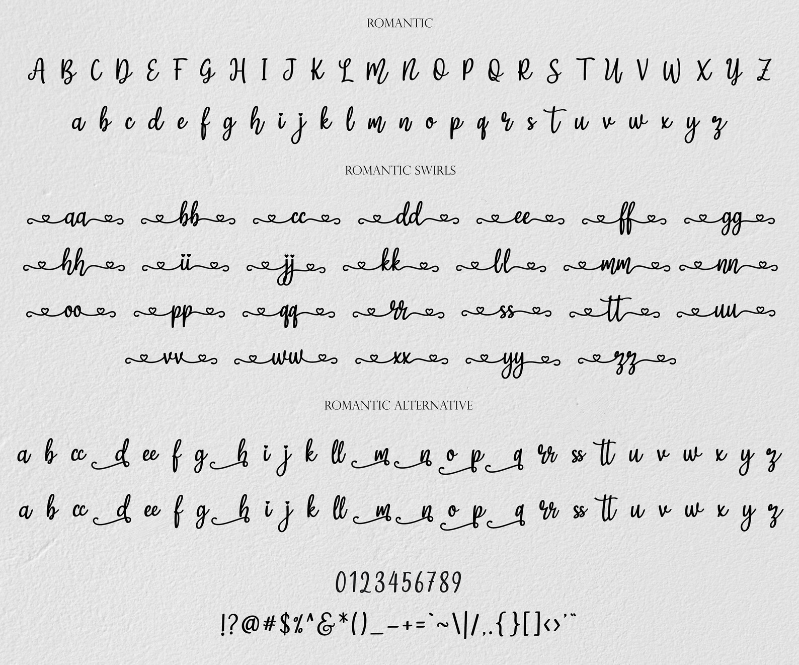 Romantic Heart Font: Cursive Calligraphy Font With Tails (digital ...