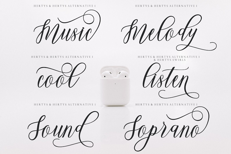 Hertys Cursive Font: Modern Swirly Calligraphy (TTF Digital Download ...