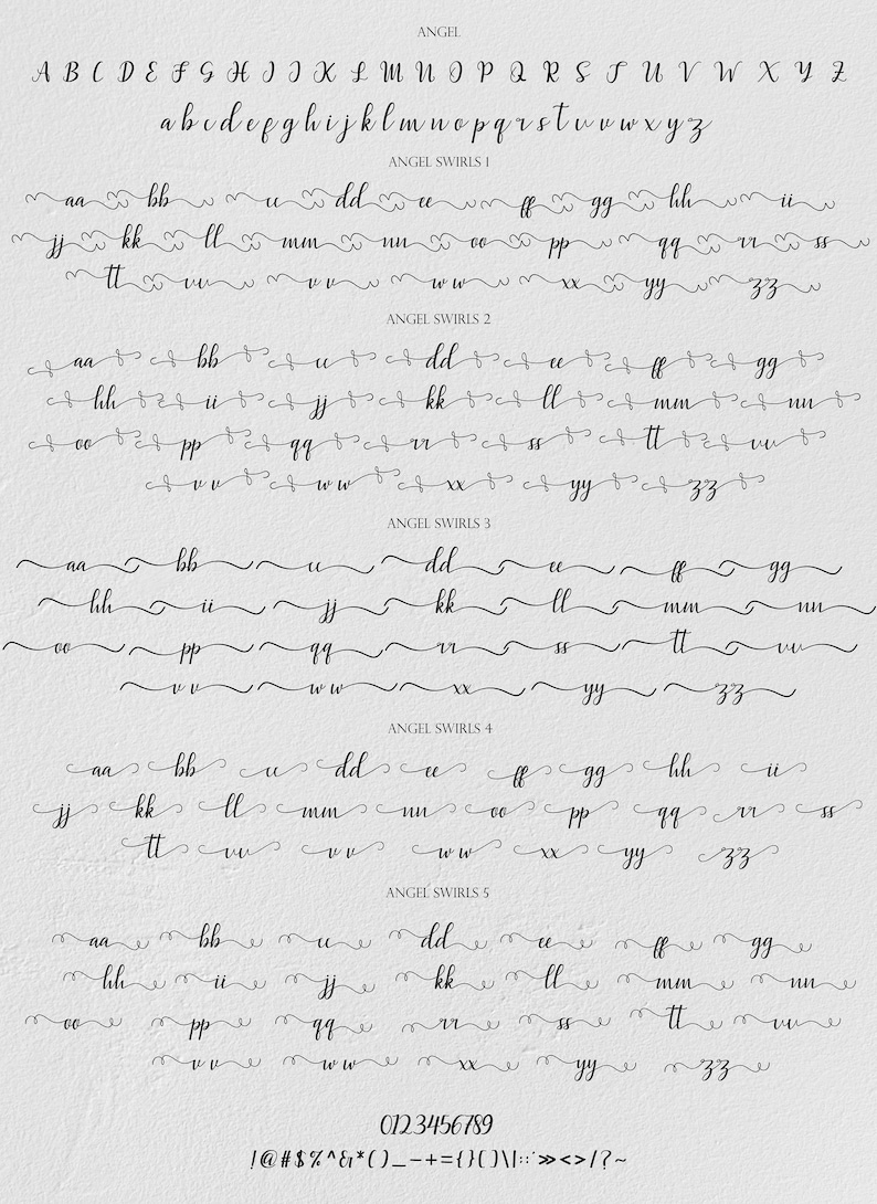 Angel Handwritten Font: Modern Calligraphy With Tails (commercial Font ...