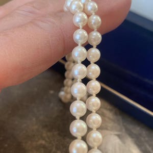 Mikimoto Akoya Pearl Necklace in Original Mikimoto Box. 1950s With Silver Clasp With Mikimoto ...