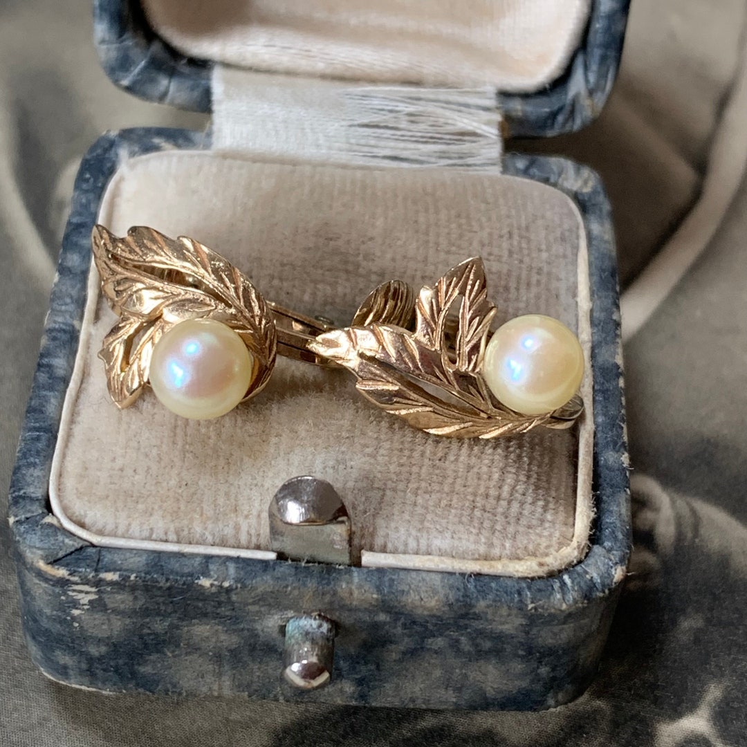 Vintage Mikimoto Pearl and 9ct Yellow Gold Earrings. Beautiful Clip on ...