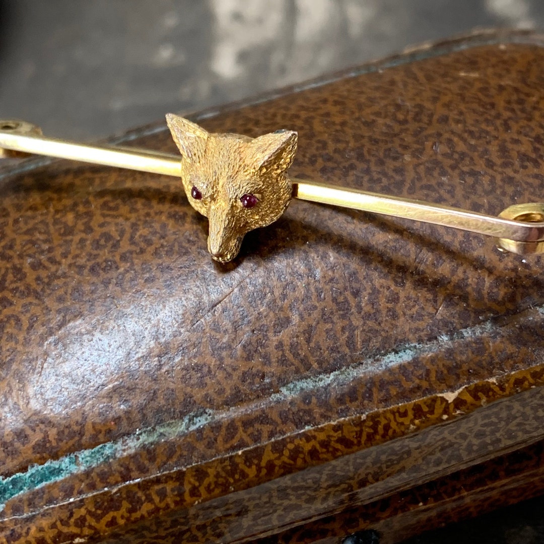 Edwardian 9ct Yellow Gold Fox Head Brooch With Red Ruby - Etsy