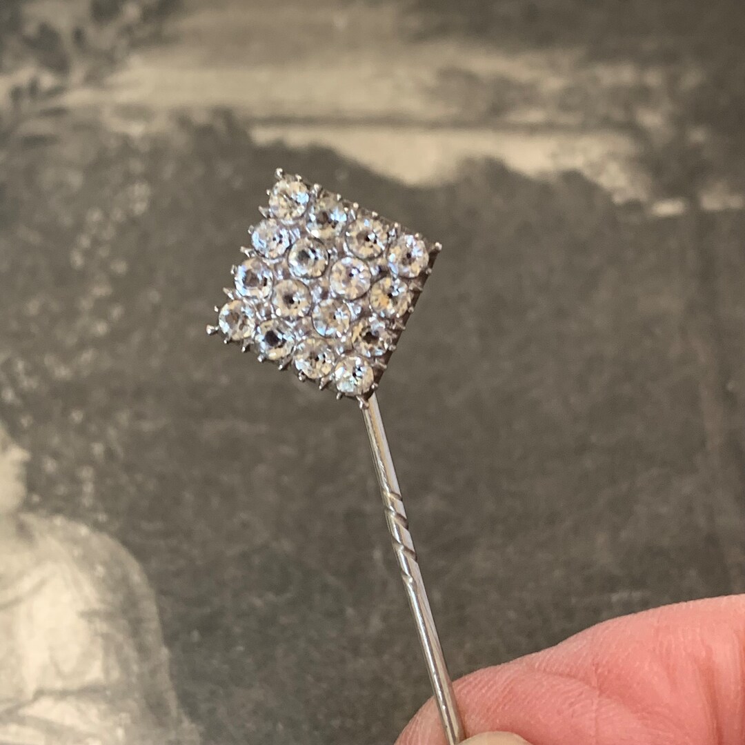 Antique Black Dot Diamond Shaped Stick Pin in Silver - Etsy