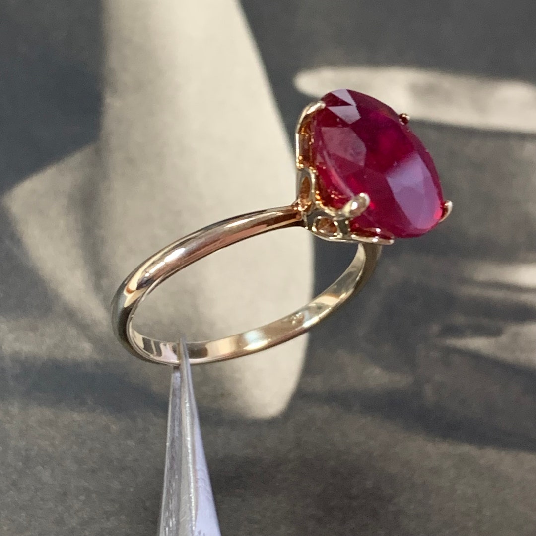 Vintage 9ct Gold Ruby Solitaire Ring That Embodies Both the Romantic ...