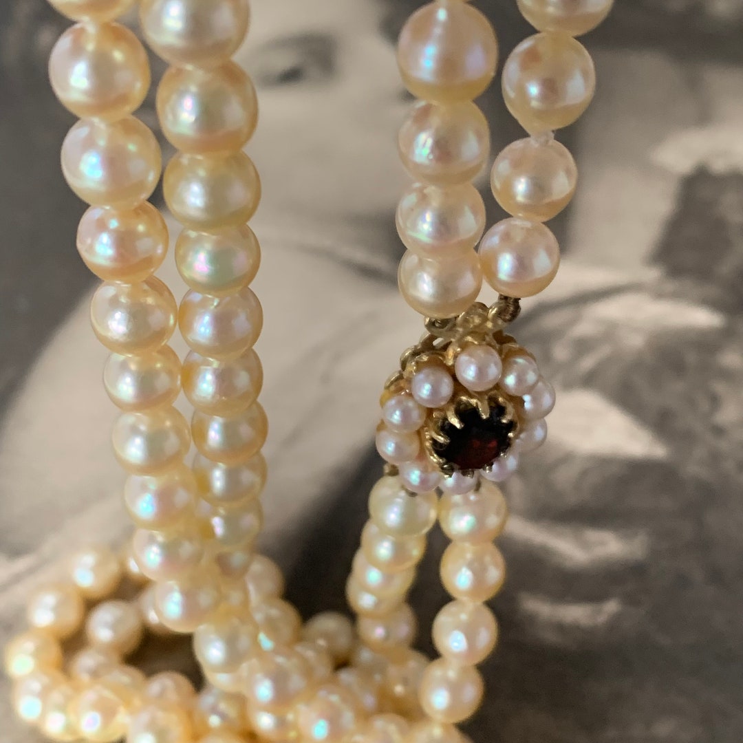 Double Strand Akoya Pearl Necklace. 6.5mm Akoya Pearls. Princess Length ...