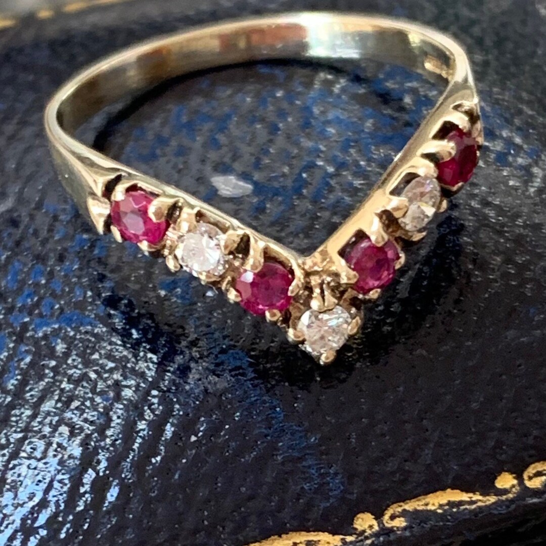 Vintage Wedding or Engagement Ring in 18ct Gold Set With Ruby and ...