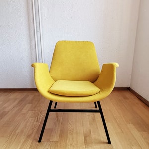 Vintage Yellow Winged Armchair / Alvin Lustig Style Lounge Chair ...