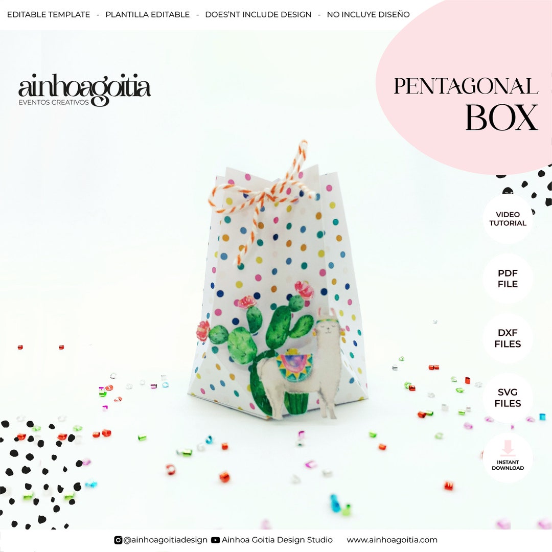 Pentagonal Favor Box Digital Template SVG With Video Tutorial, Gift Box ...