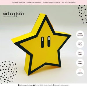 Star Box Digital Template SVG With Video Tutorial, Mario Bros Star Box ...