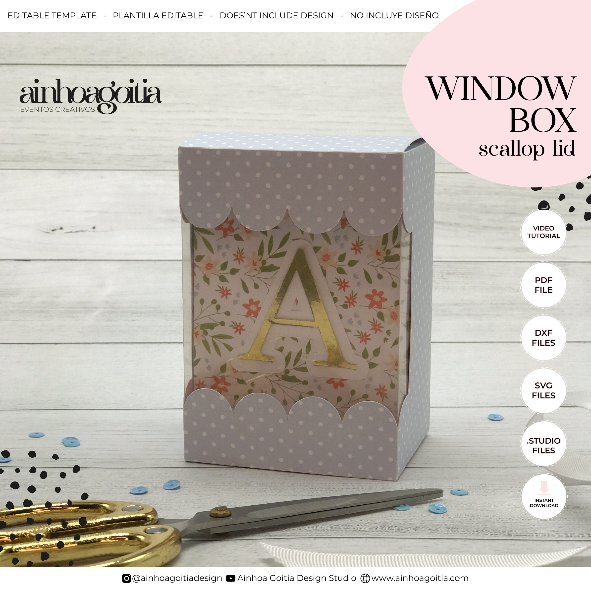 Window Box Scallop Lid SVG Template: Favor Box (digital Download) - Etsy