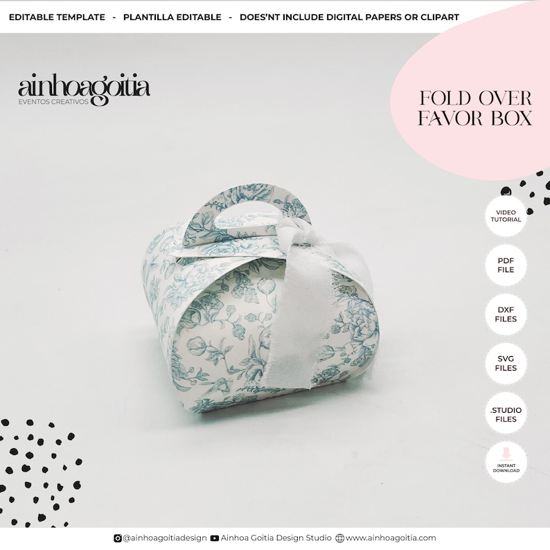 Fold Over Favor Box Template: SVG, DXF, PDF (digital Download) - Etsy