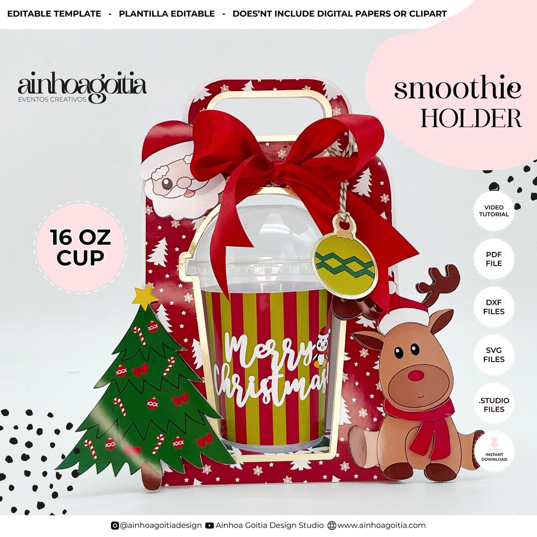 16 Oz Smoothie Cup Holder SVG Template With Video Tutorial - Etsy