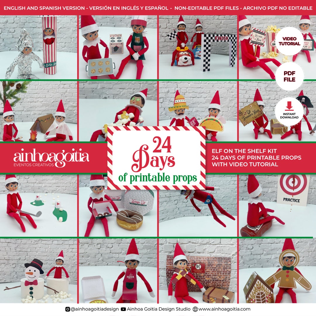 Kit Elf on the Shelf 24 días de atrezzo imprimible carta de - Etsy España