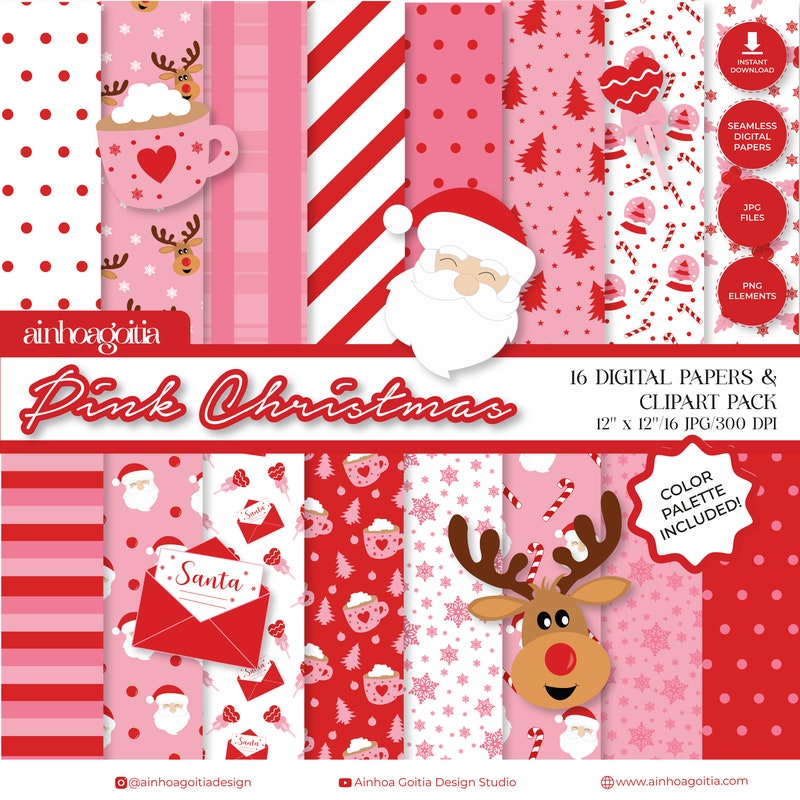 Christmas Digital Paper - Etsy