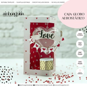 Hot Air Balloon Box Digital Template SVG With Video Tutorial, Gift Box ...
