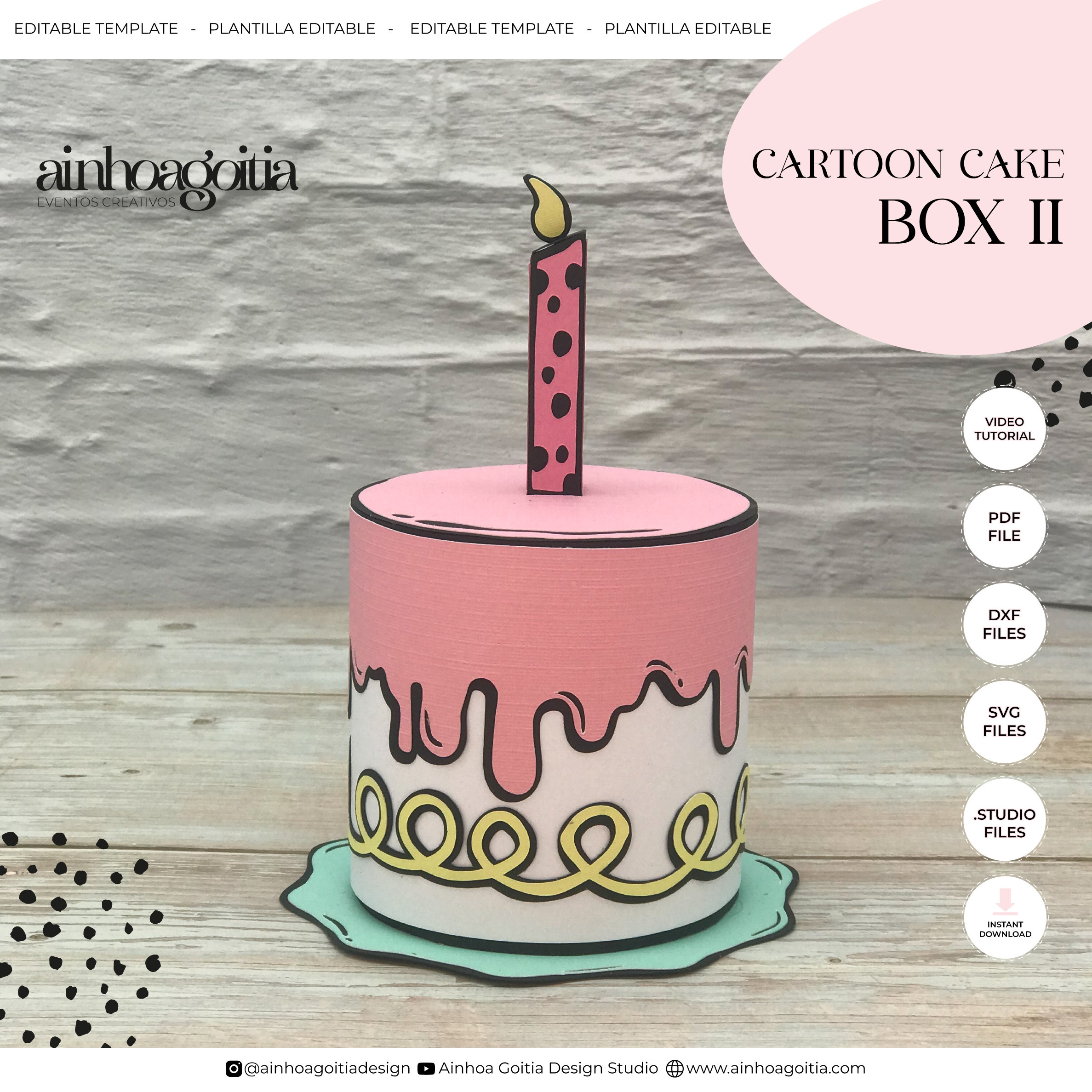 Cartoon Cake Box Template SVG: DIY Gift Box (digital Download) - Etsy