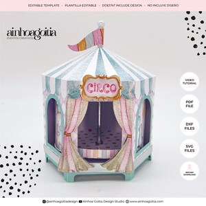 Plantilla digital Circus Box SVG con video tutorial Caja de - Etsy México