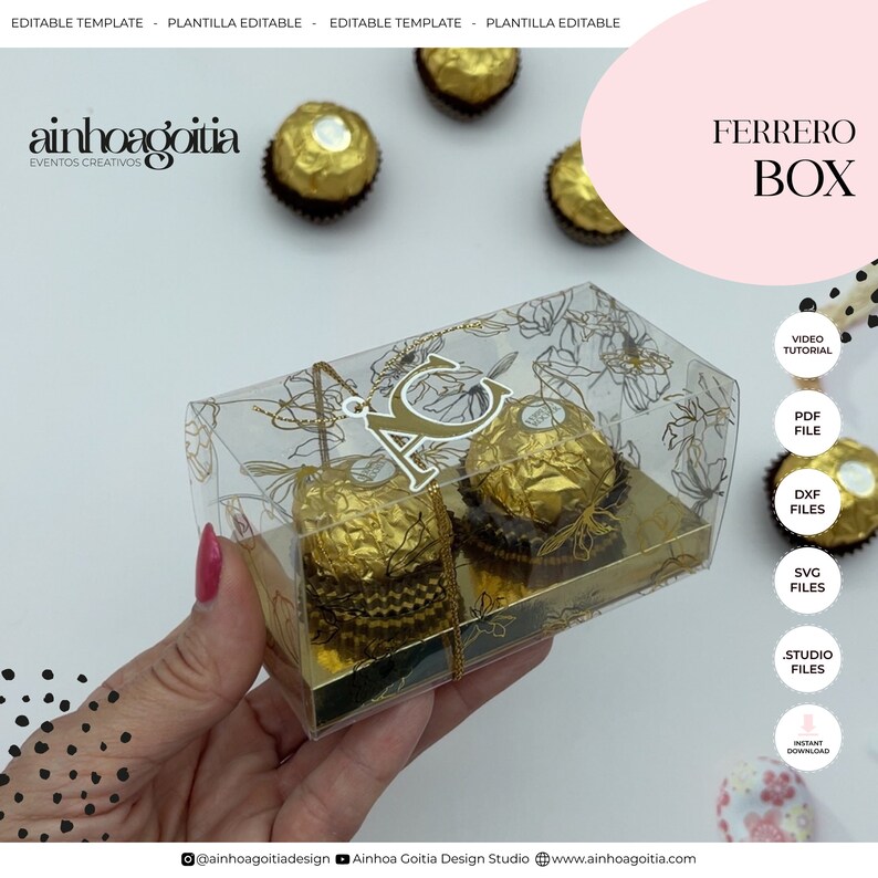 Ferrero Box SVG Template: DIY Gift Box, Cricut & Silhouette Cut Files ...