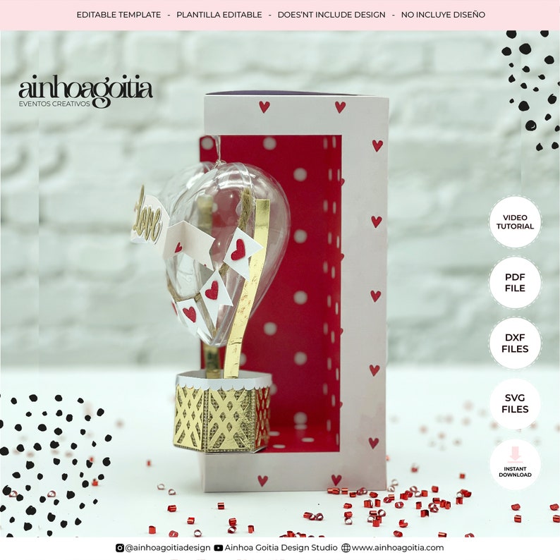 Hot Air Balloon Box Digital Template SVG With Video Tutorial - Etsy