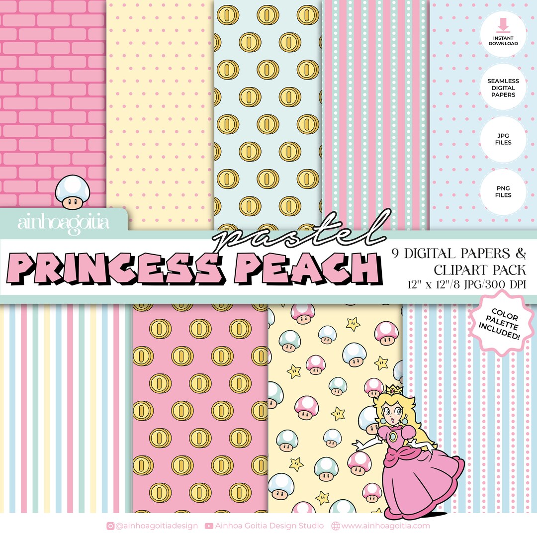Pastel Princess Peach Digital Paper, Seamless Digital Paper, Peach ...