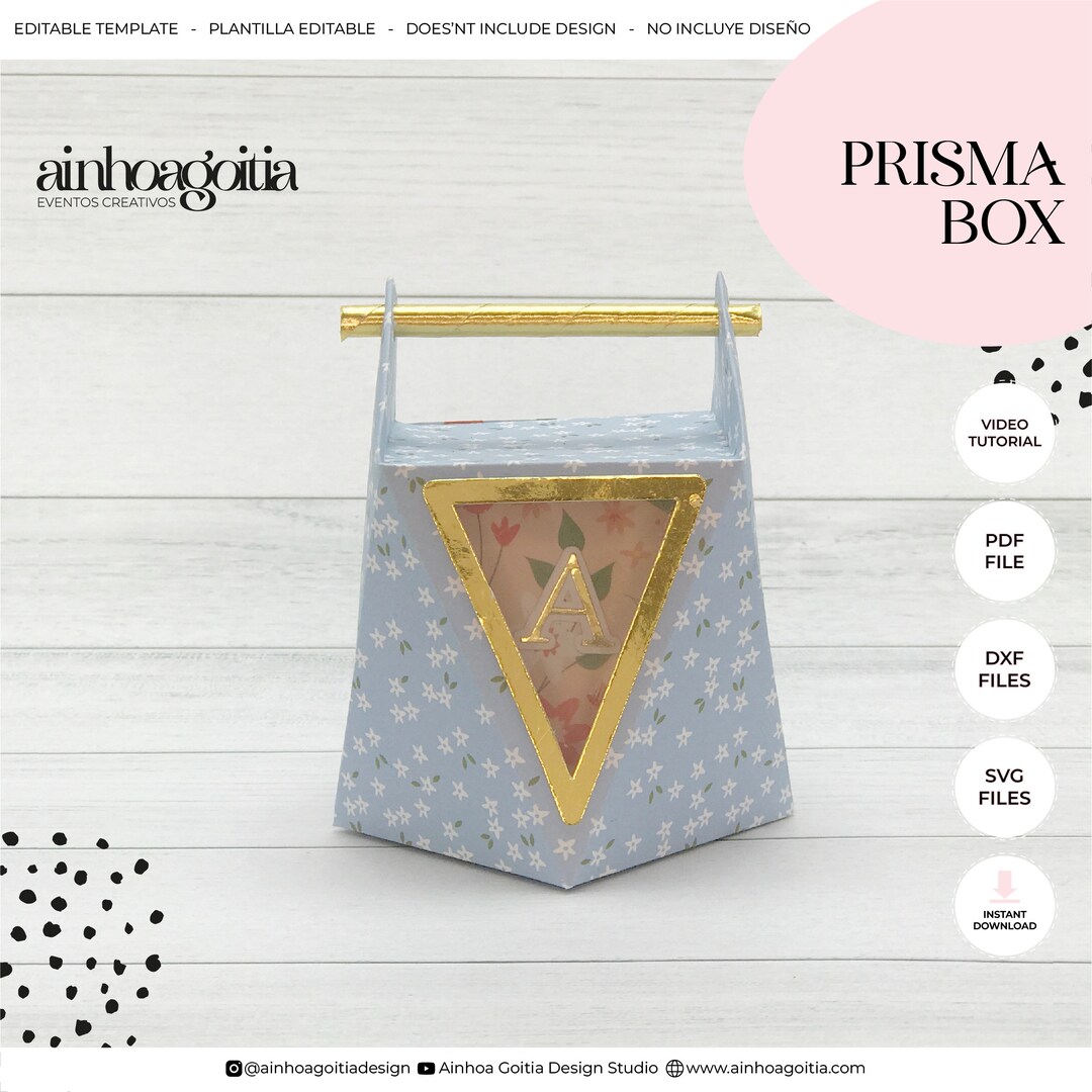 Prisma Favor Box Digital Template SVG With Video Tutorial, Gift Box SVG ...