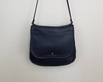 Navy leather bag | Etsy