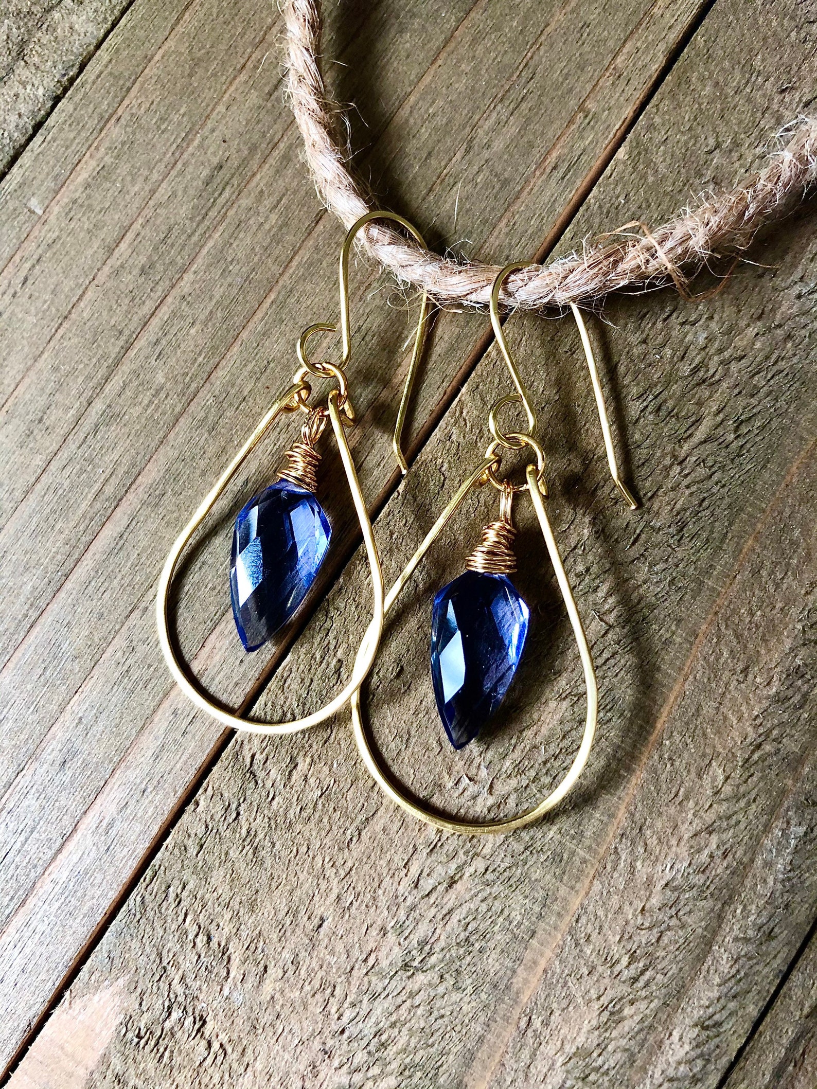 Lolite Gemstone Hoops - Etsy