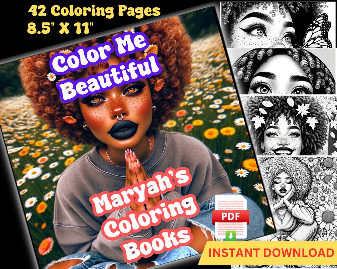 Color Me Beautiful Coloring Book Pages Self Love Motivation Digital ...