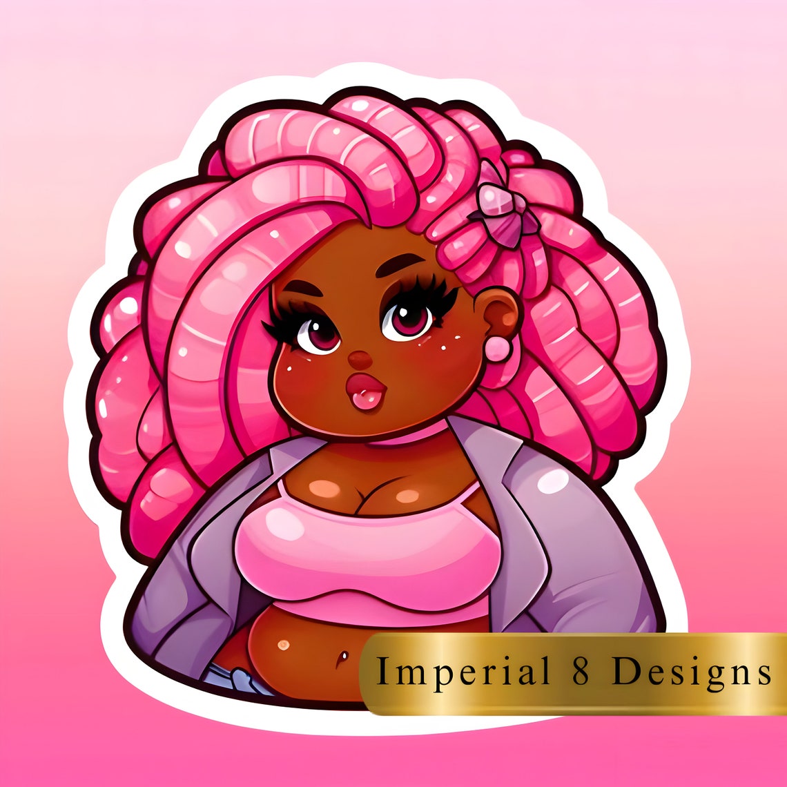 Chubby Cakes Melanin Graphic Clipart Sticker Illustration Digital ...