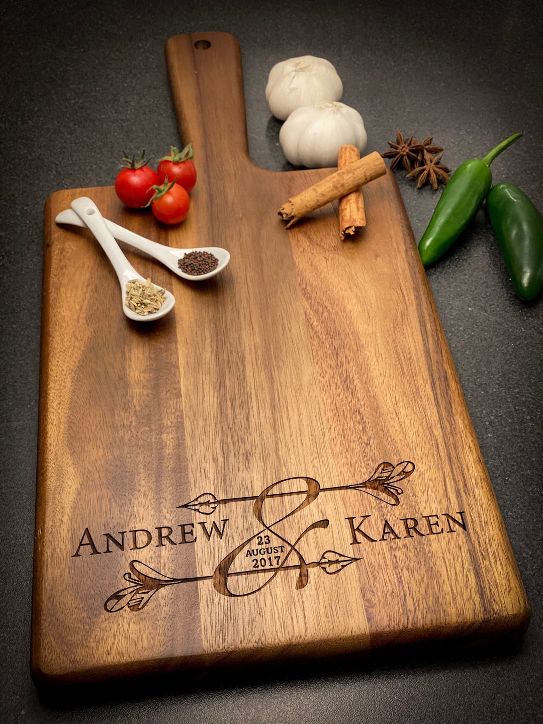 Acacia Paddle Board, Paddle Serving Board, Personalized Bread Board ...