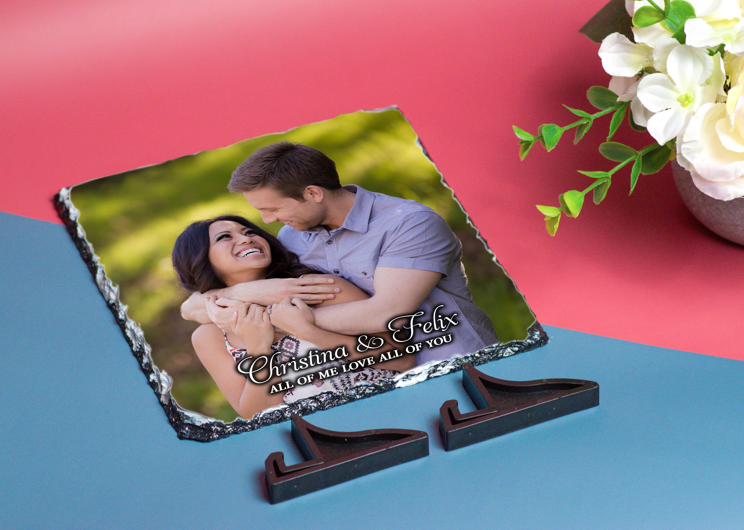 Photo Slate With Stand Personalized Photo Slate Anniversary - Etsy