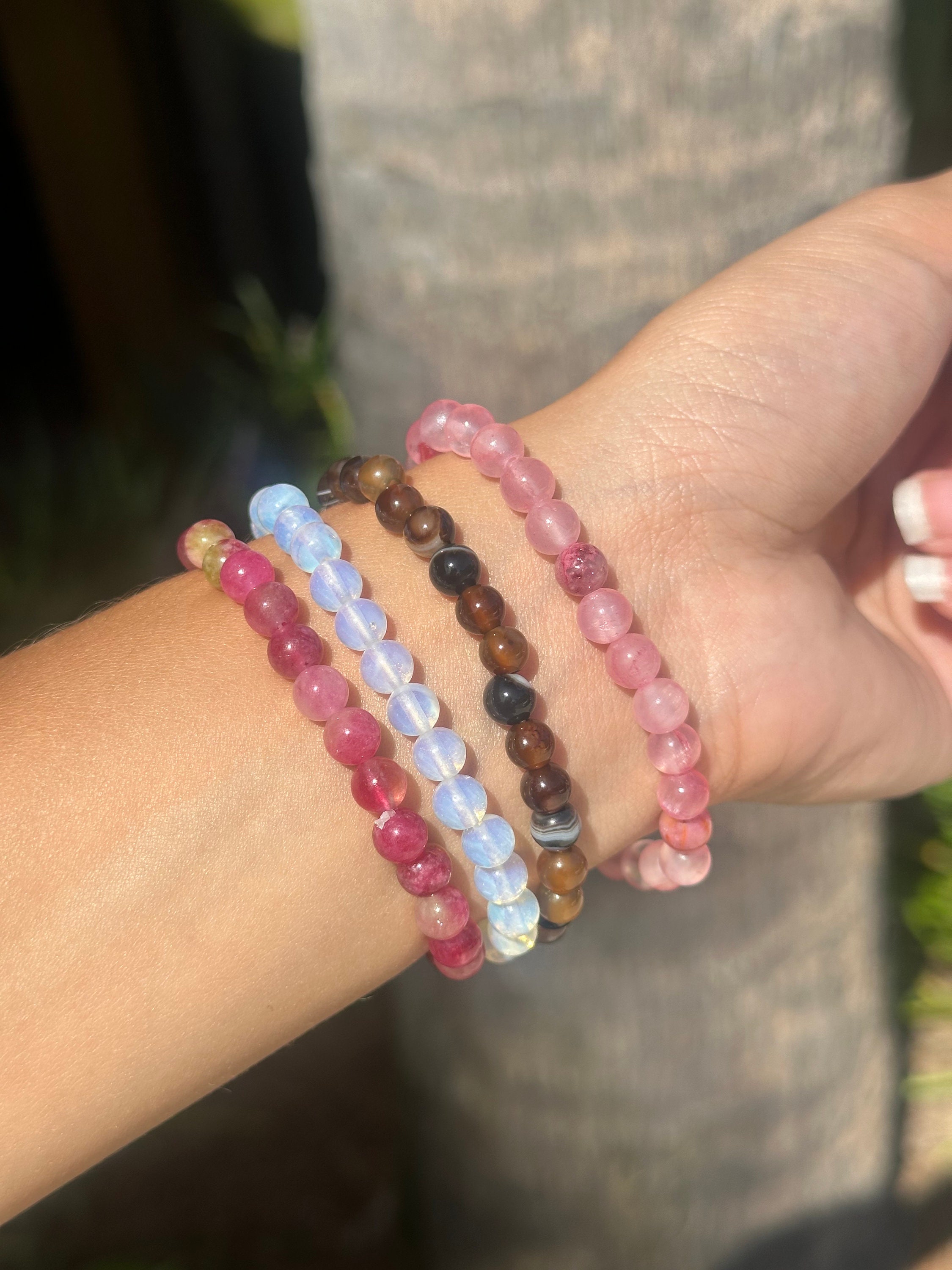 Natural Stone and Natural Shell Cross Elastic Bracelet - Etsy