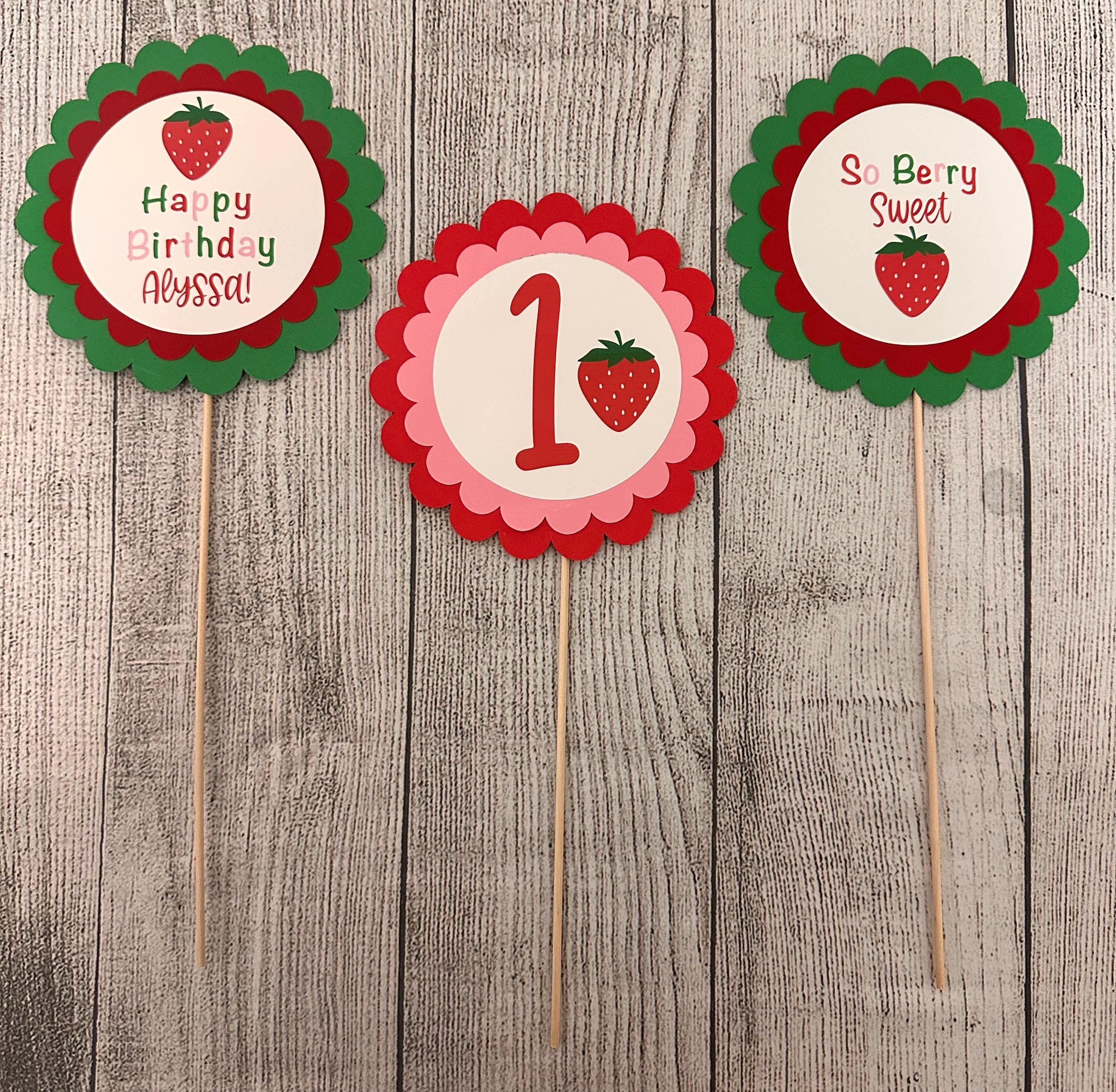 Personalized Strawberry Centerpieces, Berry First Birthday Party ...
