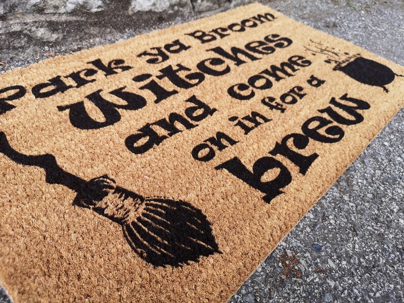 Park Ya Broom Witches Door Mat / Doormat / Cauldron / Pagan - Etsy