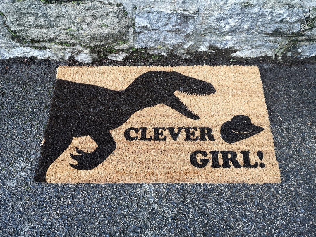 Jurassic Park Inspired Door Mat Raptor Clever Girl, Velociraptor Gift ...