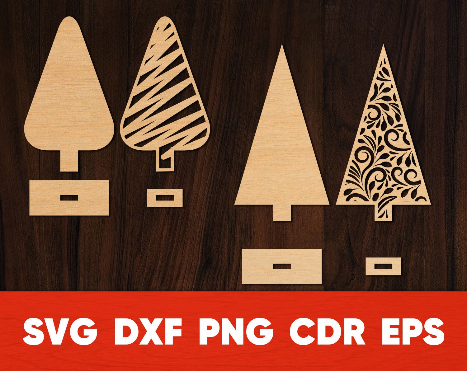Decorative Christmas Trees With Stand SVG Set Garland - Etsy