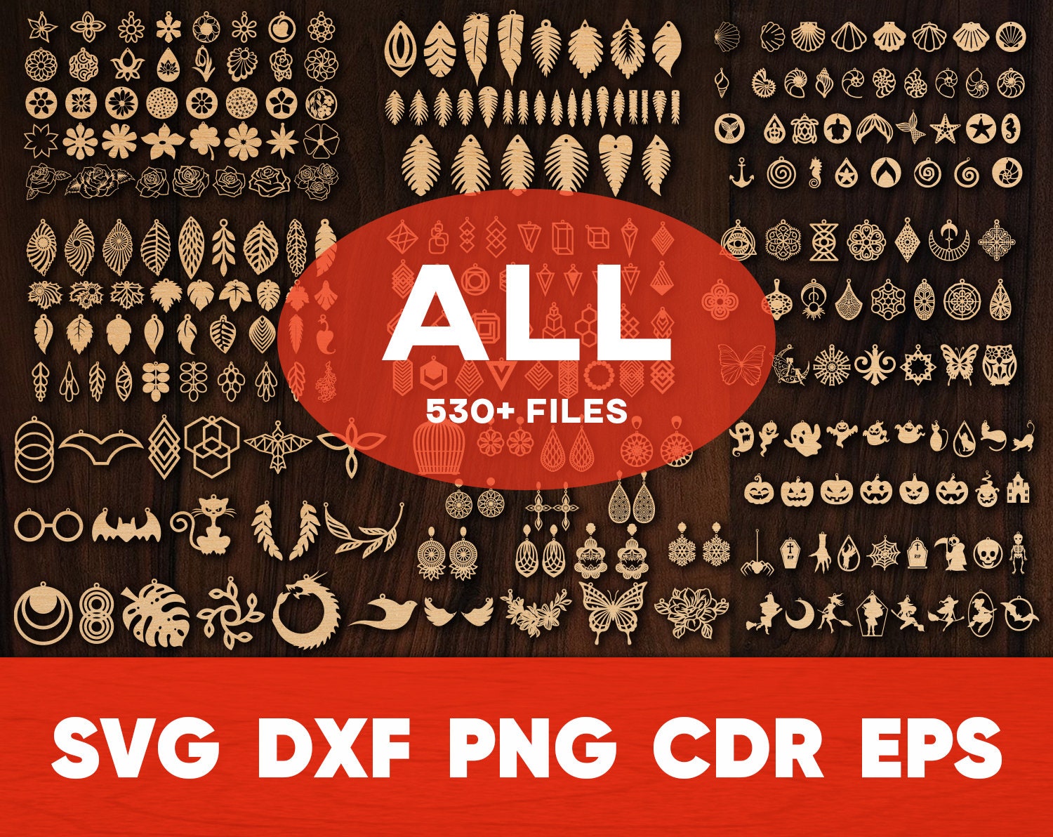 Big Jewelry Set Earring 266 Designs Svg Pattern for Laser Cut - Etsy