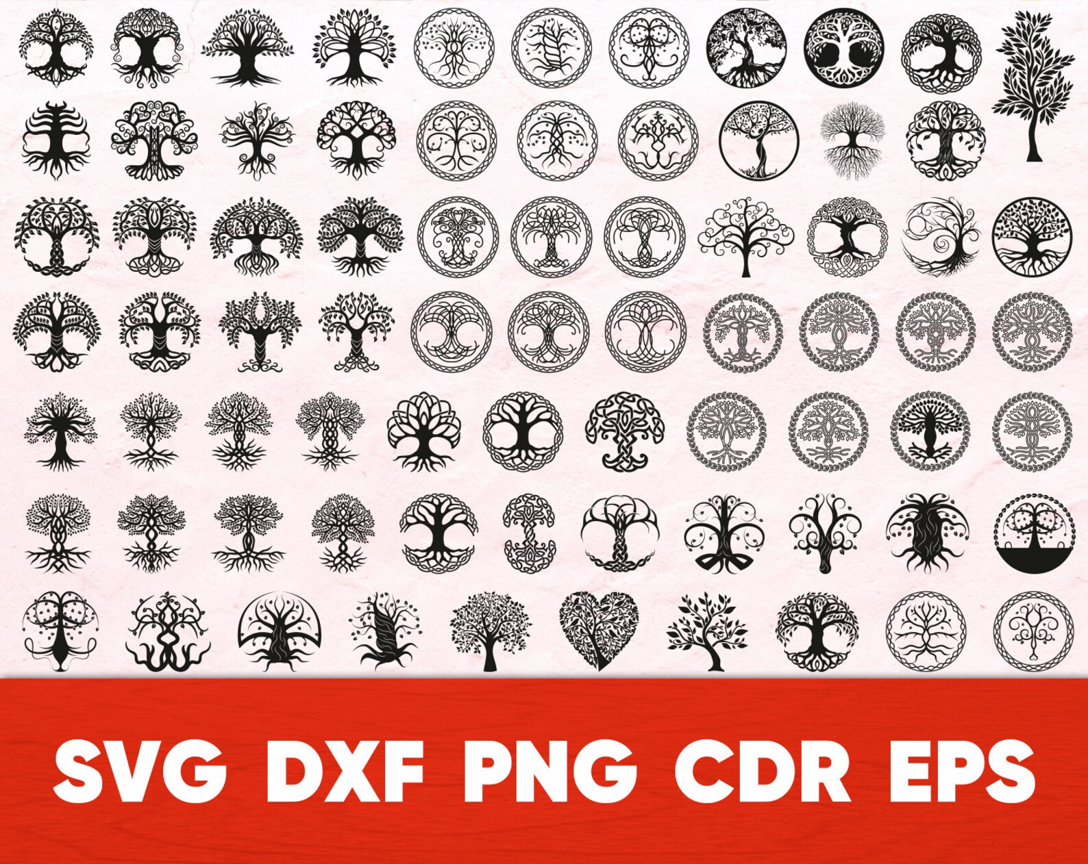 Celtic Trees Svg Vector Decorative Ornament Laser Cut Tree - Etsy