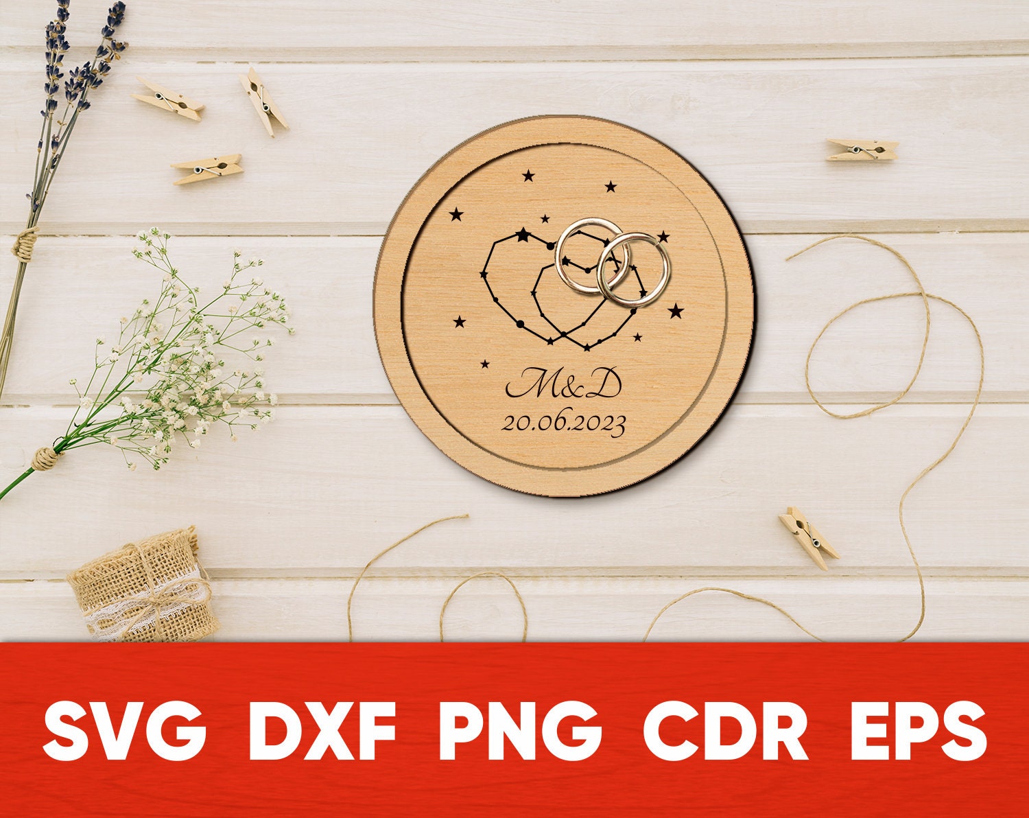 Wedding Ring Holder Svg File for Laser Cut Glowforge Wedding Decor ...