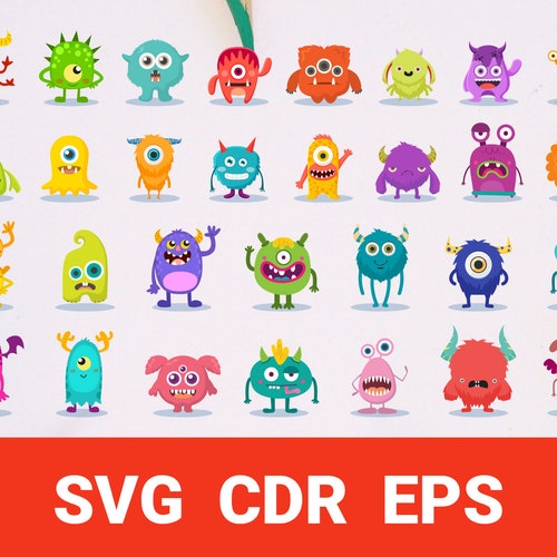Cute Monster Clipart Svg Baby Monster Eps Friendly Monster - Etsy